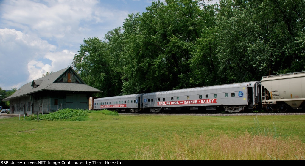 Passing by the former DL&W Depot on June 10, 2017 is RBBX 40006 and RBBX 42010. These were two ...
